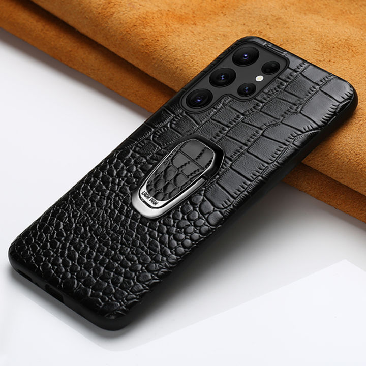 Genuine Cowhide Leather Phone Case For Samsung Galaxy S24 Ultra S22 S21 S23 Ultra S22 S23 Plus ...