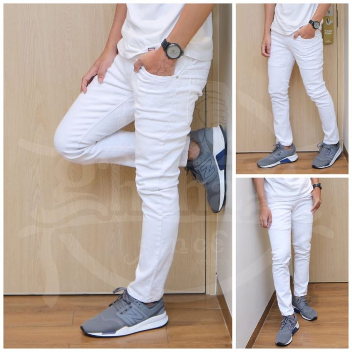 JEANS DENIM - JEANS PENSIL PRIA PUTIH - CELANA PANJANG SKINNY - BAHAN ...