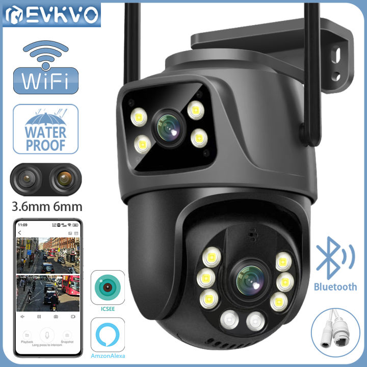 EVKVO กล้อง IP WiFi 8MP เลนส์คู่,กล้อง CCTV ไร้สายตรวจจับมนุษย์ Ai มอง ...