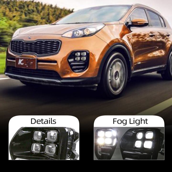 Car LED DRL Headlight For KIA Sportage KX5 2016 2017 2018 Fog Lights Daytime Running Lights ...