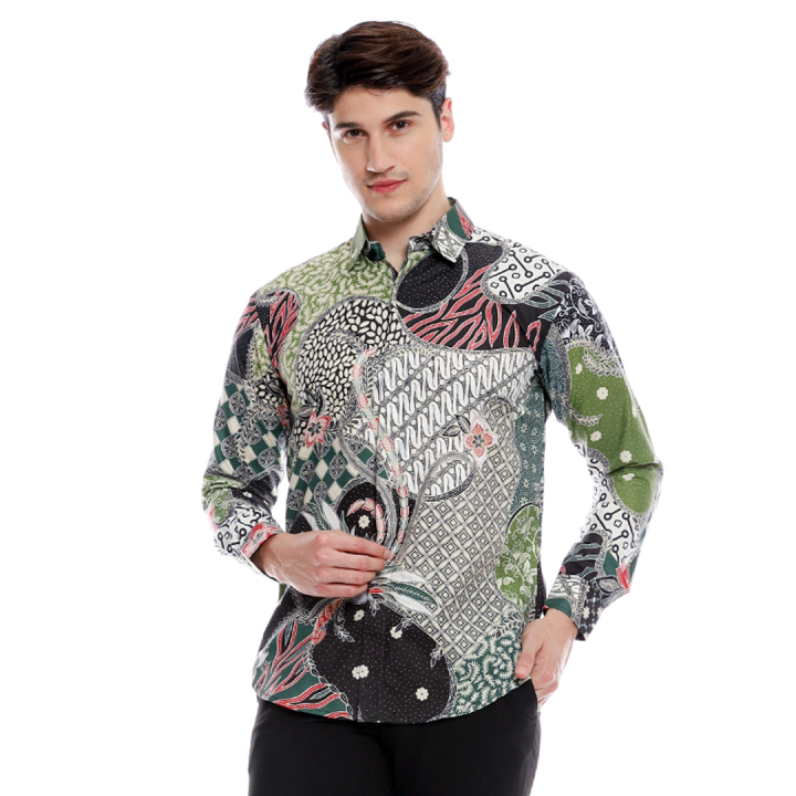 Kemeja Batik Pria Modern Lengan Panjang Motif Long Prodo Slimfit Bahan ...