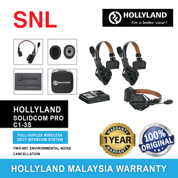 Hollyland Solidcom C1 Pro-3S Full-Duplex ENC Wireless Intercom System with 3 Headsets (1.9 GHz ...
