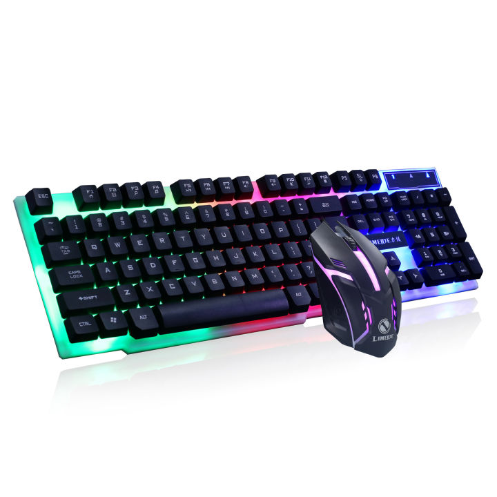 Rainbow Colorful LED Illuminated Backlight Gaming Keyboard Mouse Set ...