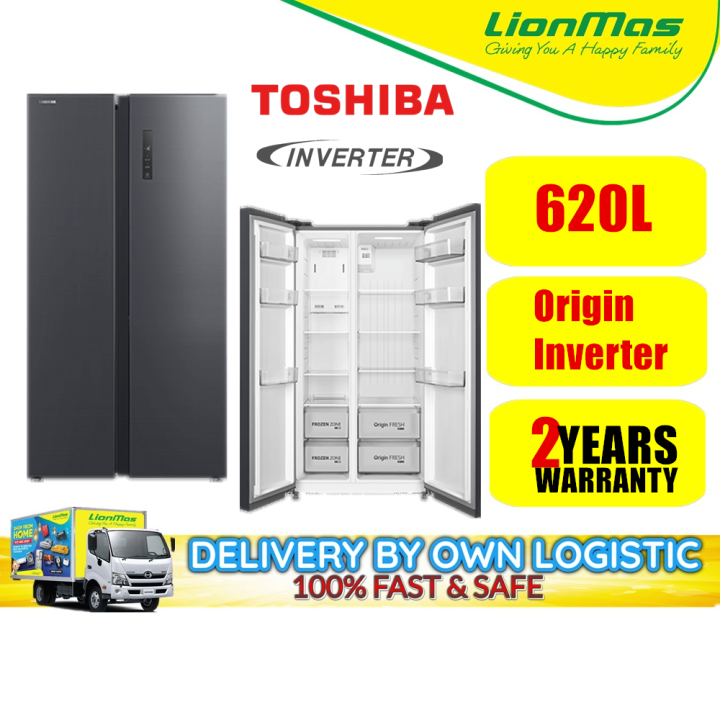 TOSHIBA 620L ORIGIN INVERTER SIDE-BY-SIDE REFRIDGERATOR FRIDGE - PETI SEJUK - SMART | Lazada