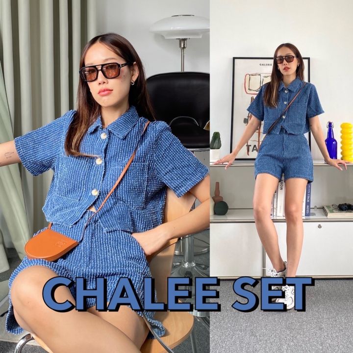 🌈 CHALEE SET เสื้อครอป เสื้อ เสื้อยีนส์ เสื้อวินเทจ กางเกงขาสั้น กางเกงยีนส์เอวสูง ยีนส์ Y2K ...