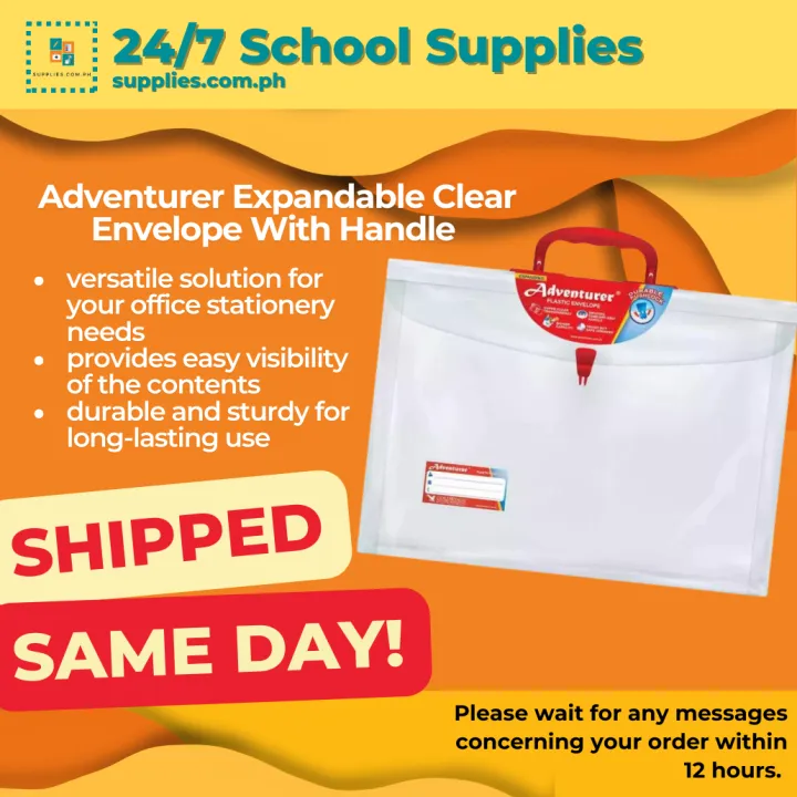 Adventurer Expandable Clear Envelope with Handle – Large plastic ...