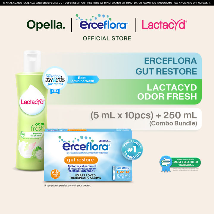 Erceflora Gut Restore Probiotic Supplement + Lactacyd Feminine Wash ...