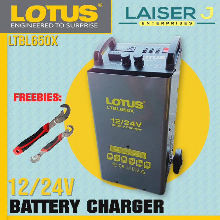 Lotus Battery Charger 12V/24V LTBL650X HEAVY DUTY with Snap and Grip ...