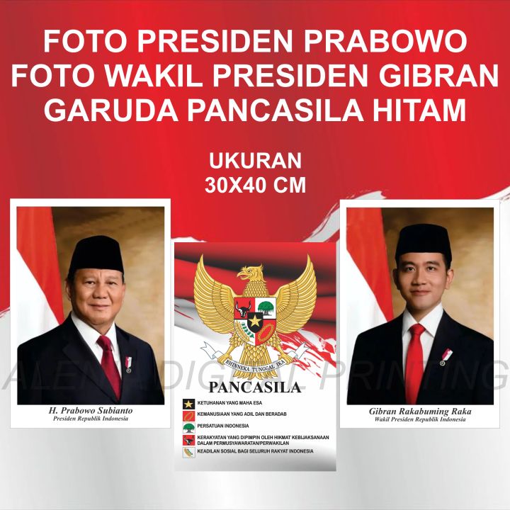 (POSTER 30X40 CM) Foto Presiden Dan Wakil Presiden Indonesia 2024 - 2029 Prabowo - Gibran ...