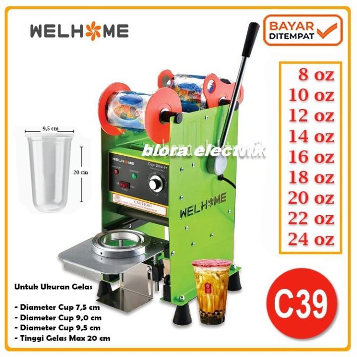 WELHOME Cup Sealer Mesin Press Minuman C39 untuk Semua Ukuran Gelas - 8 oz - 24 oz | Lazada ...