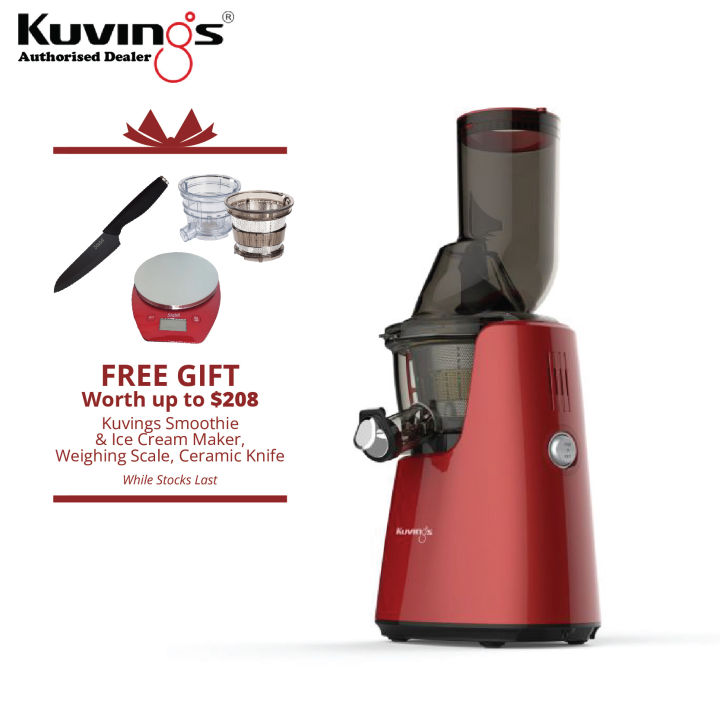 Kuvings Whole Slow Juicer C7000 (Red) with FREE Weighing Scale, Smoothie Maker and Ceramic Knife ...