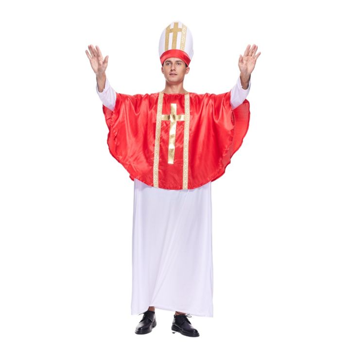 Men's Pope Costume Adult Halloween Priest Biblical Robes | Lazada PH