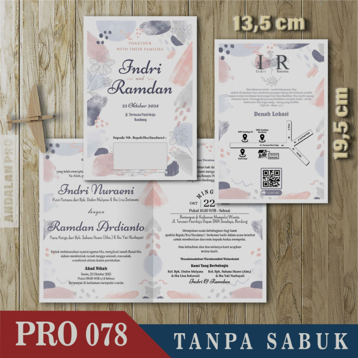 (100 PCS) Pro 078 Lipat 2 Simple - Cetak Undangan Color / Berwarna ...