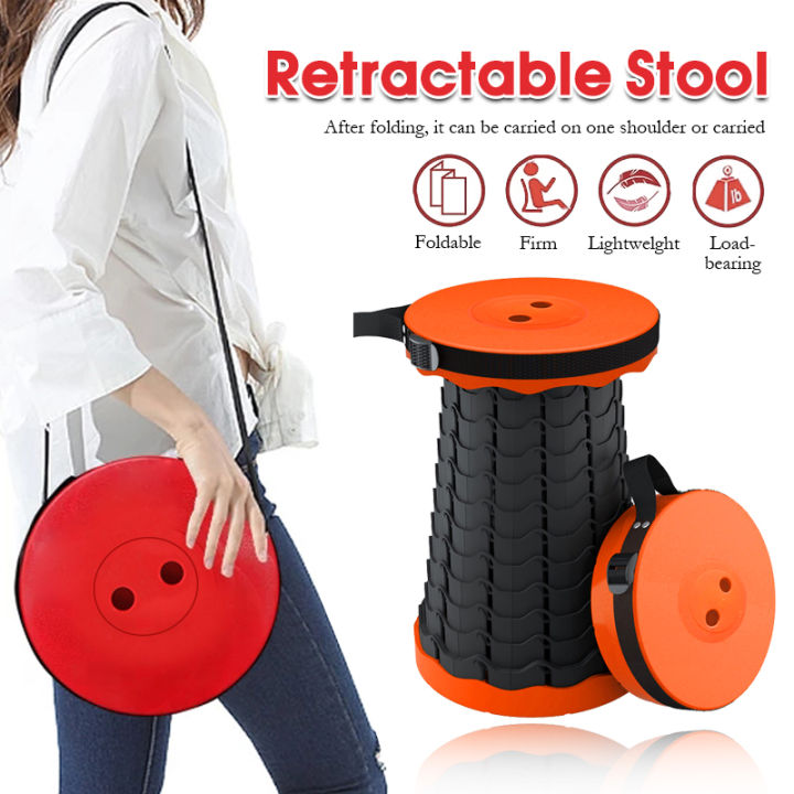 Telescoping Folding Stool Hand-carry Plastic Lightweight Portable ...