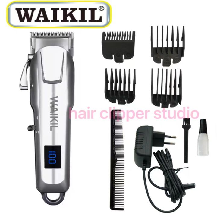 🌸 พร้อมส่ง 🌸WAIKILเครื่องโกนหนวดไฟฟ้าหน้าจอLCD,WL-6069 ที่กันจอนผม100 ...