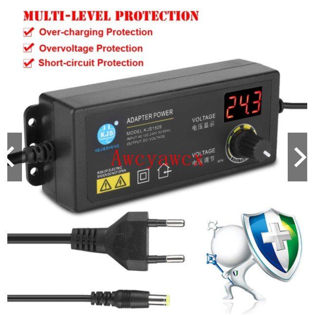 AC 100V-240V DC 3V 5V 6V 9V 12V 15V 18V 19V 20V 21V 22V 24V 2.5A 2A 60W supply Charger ...