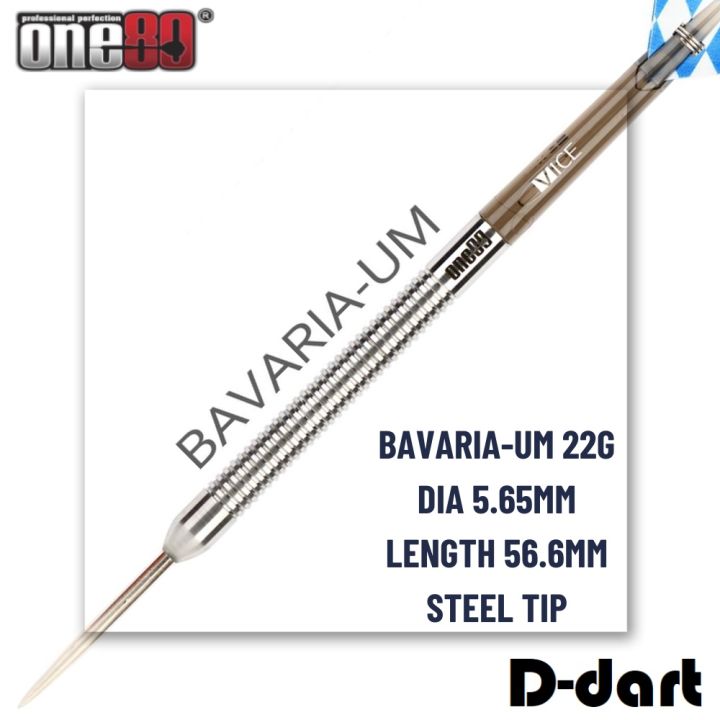 (SALE) ONE80 STEEL TIP DART - 22G BAVARIA UM LONG BARREL 90% TUNGSTEN ...