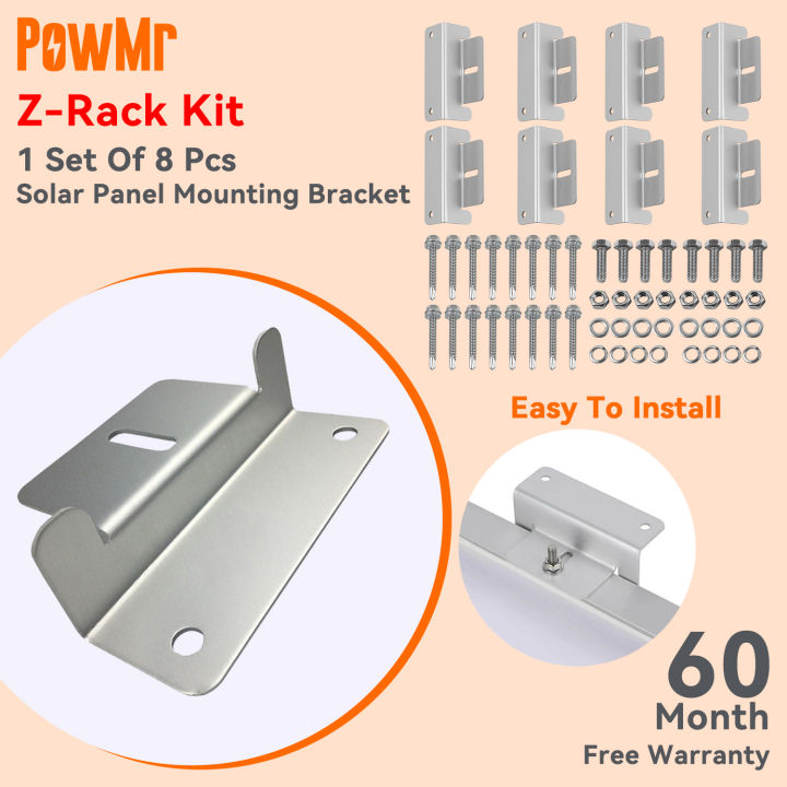 PowMr 8pcs Solar Panel Mounting Z-Types Solar Mounting Kit Set For RV ...