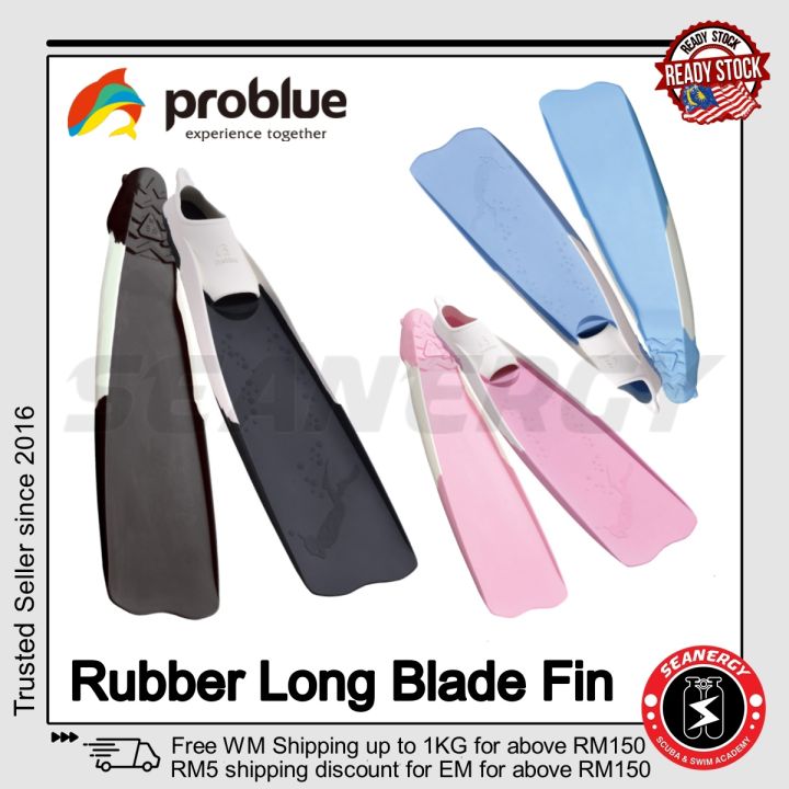Problue Rubber Long Blade Fin F795 for Scuba Diving Free Diving Full ...