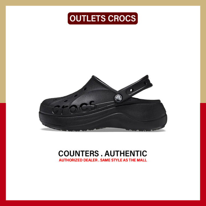 ใหม่และแท้ Crocs Baya Platform Clog " Black " รองเท้าแตะ 208186 - 001 รับประกัน 1 ปี | Lazada.co.th
