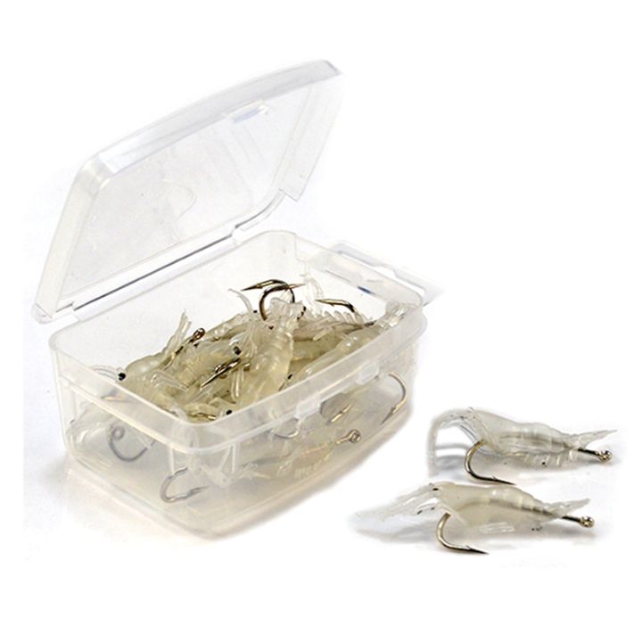 New Luminous Shrimp Artificial Bait Simulation Soft Prawn with Hooks ...
