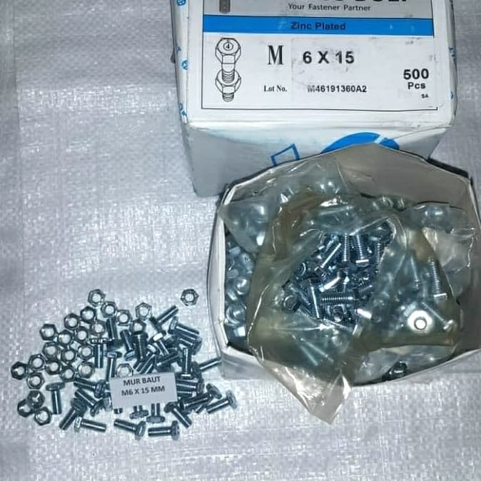 mur- mur baut 6 x 15 / mur baut m6 x 15 galvanis / bmp m6 x 15 murah ...