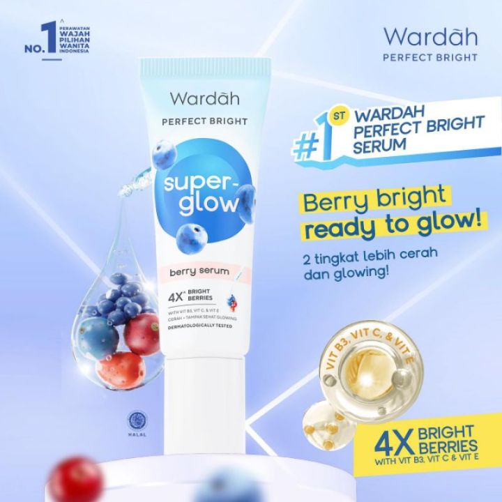 Wardah Perfect Bright Super-Glow Berry Serum 8 ml - Serum Wajah - Mencerahkan - Perawatan Kulit ...