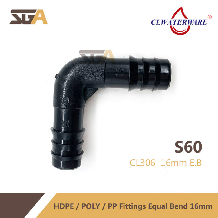 HDPE / POLY / PP FITTINGS EQUAL BEND 16MM (E.B) S60 Poly Pipe Fittings ...