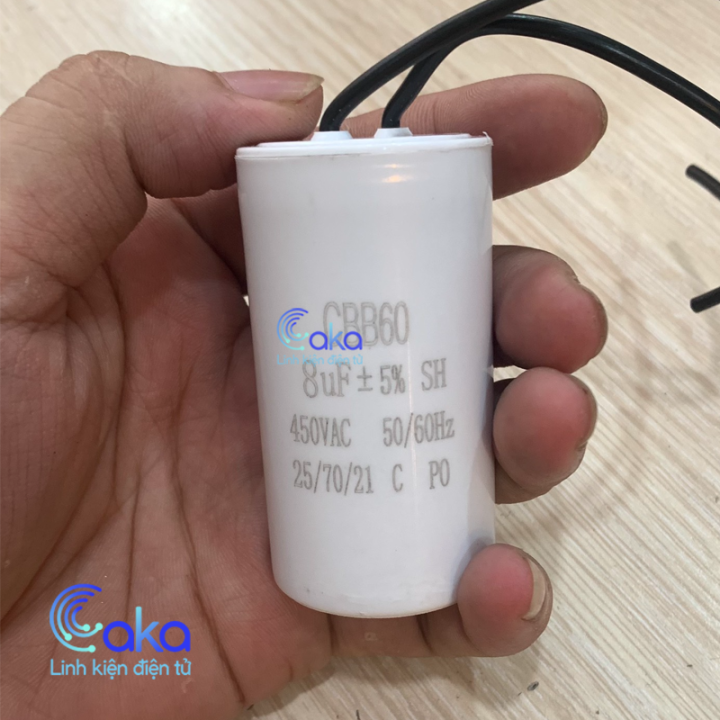 Tụ điện CBB60 tụ ngậm có dây 450V 5uF, 6uF, 8uF, 10uF, 12uF, 15uF 16uF, 18uF 20uF, 25uF, 30uF ...