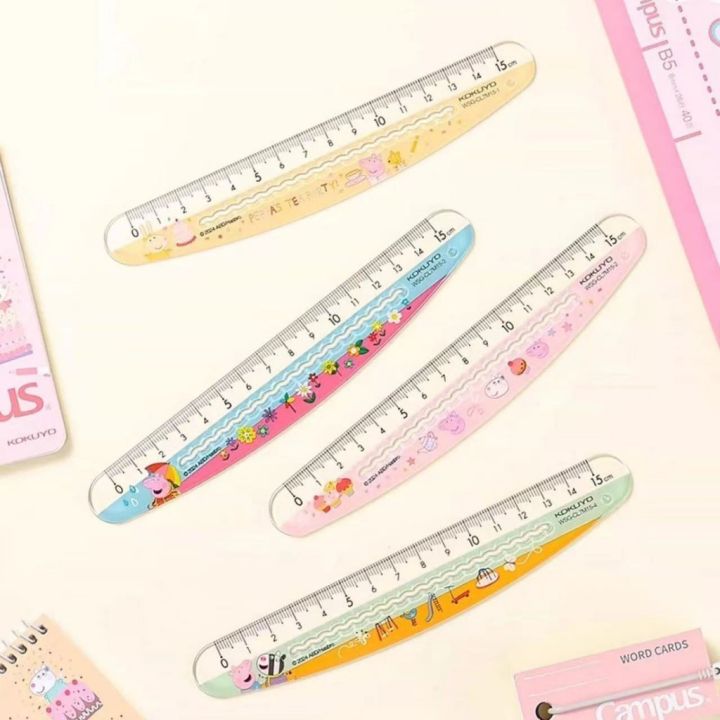 Kokuyo Peppa Pig Series of Wave Ruler Drawing Ruler for Students 15cm ...