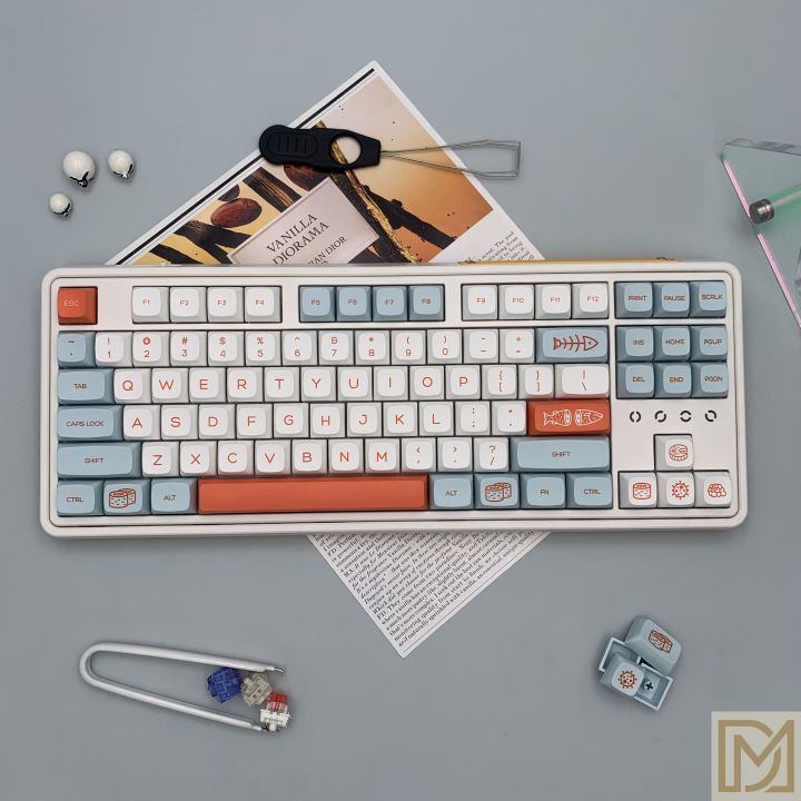 Salmon Keycap PBT Dye Sub XDA Profile White Orange Keycaps 133pcs Fit ...