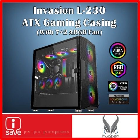 Invasion ATX Case L-230 Gaming Casing With 7+2 ARGB Fan | Lazada