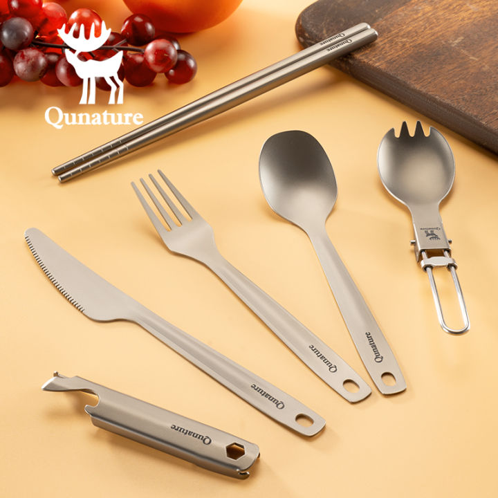Qunature Camping Titanium Flatware Portable Lightweight Outdoor Picnic ... Qunature Camping Titanium Flatware Portable Lightweight Outdoor Picnic ...