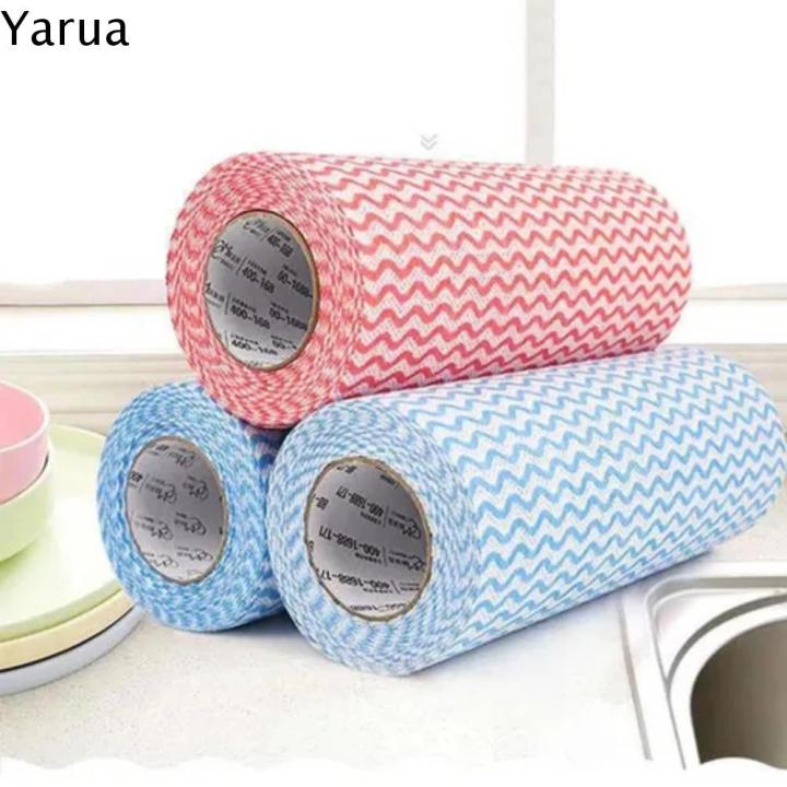 YARUA 50 Pieces/Rolls ผ้าไม่ทอ ม้วนผ้าห้องครัวแบบใช้แล้วทิ้ง ลายคลื่น ...