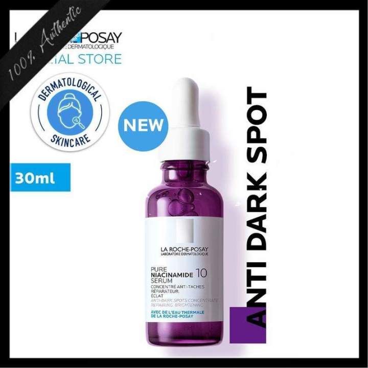 LA ROCHE-POSAY Pure Niacinamide 10 Serum 30ml Brighten & Hydrate Anti Dark Spots Pigment Uneven ...