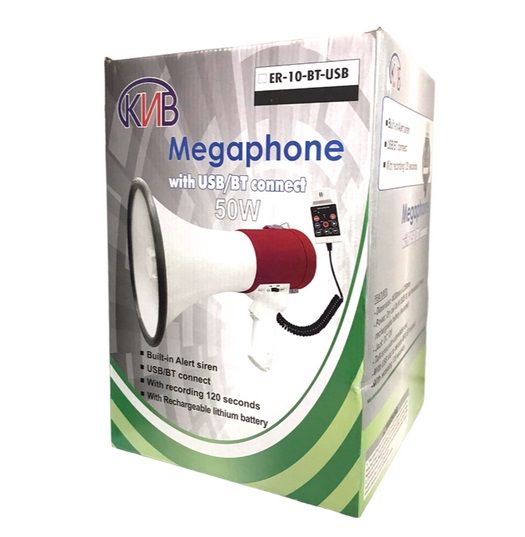 MEGAPHONE USB , BT 50W WITH RECHARGEABLE LITHIUM BATTERY (ER - 10 - BT ...