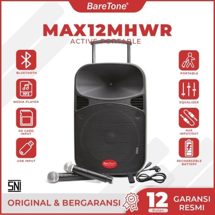 BareTone Speaker Portable MAX12MHWR - 12 Inch Bluetooth - 12 Inch ...