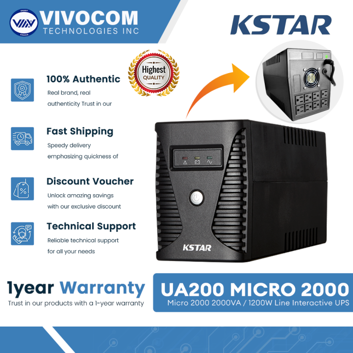 KSTAR UA200 Micro 2000 2000VA / 1200W Line Interactive UPS | Lazada PH