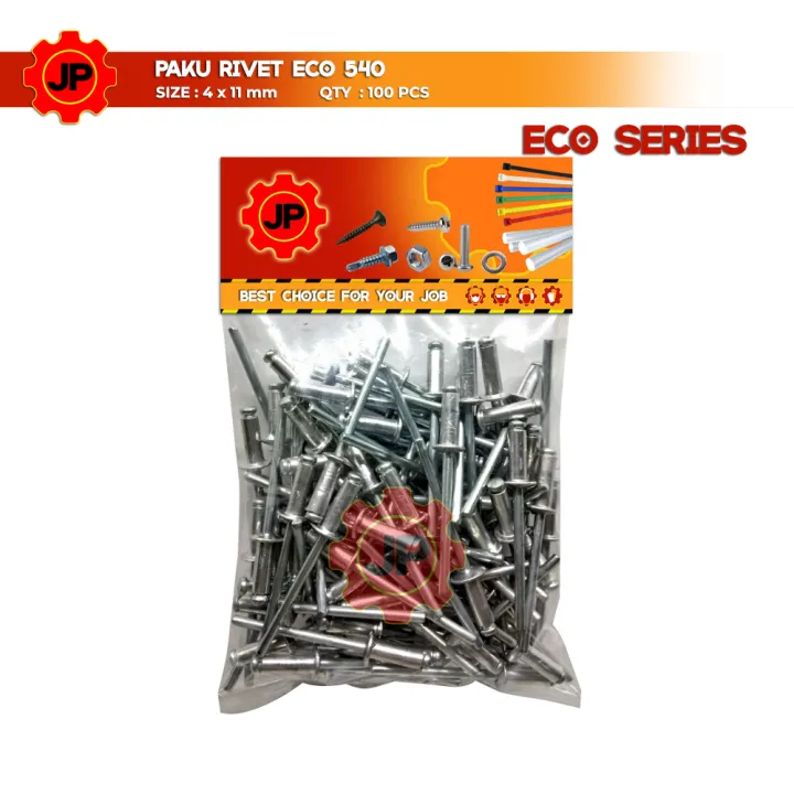 PAKU RIVET ECO 540 100 PCS 4 x 11 MM BLIND RIFET TEMBAK ALUMINIUM ...