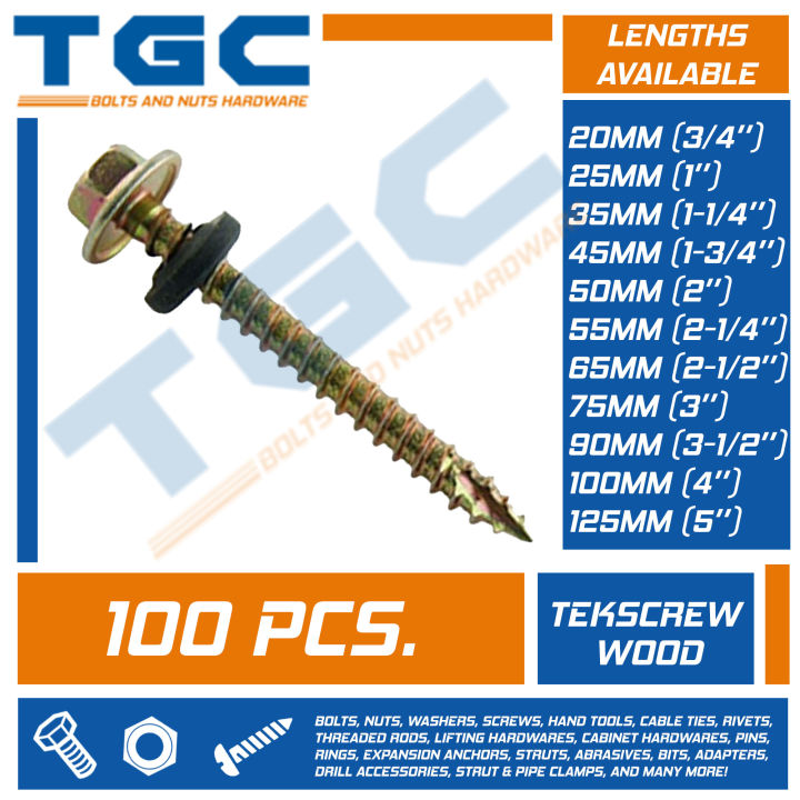100 PCS Tekscrew 12 x 16 / 20 / 25 / 35 / 45 / 50 / 55 / 65 / 75 / 100 ...
