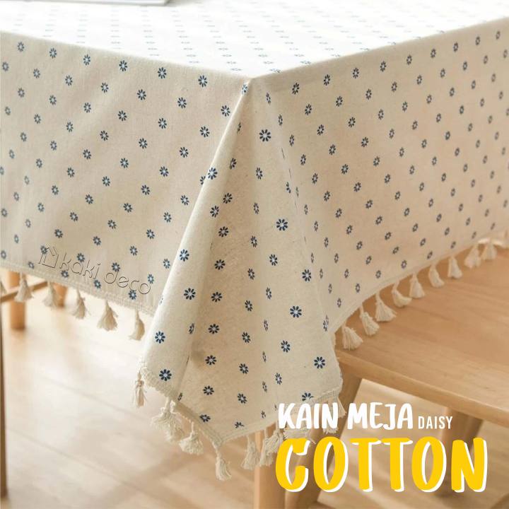 Cotton Table Cloth Nordic Cotton Daisy Macrame Meja Kain Dustproof ...