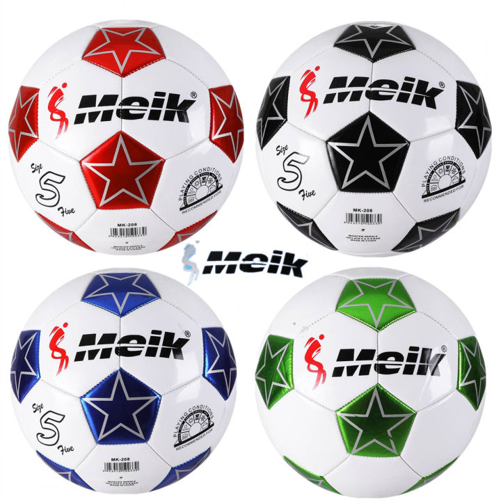 ลูกฟุตบอล Meik3 หนังเย็บ มี ขนาดมาตรฐานSize5 หนัง PU นิ่ม มันวาว ทำความสะอาดง่าย ฟุตบอลมาตารฐาน ...