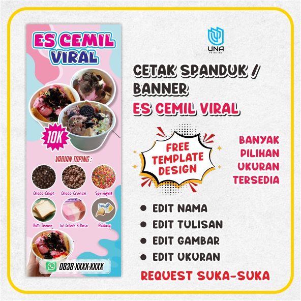 Cetak Spanduk / Banner ES CEMIL VIRAL BISA Custom Request | Lazada ...