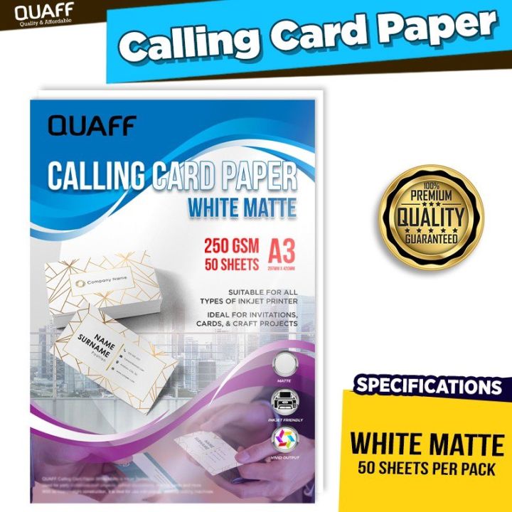 QUAFF Calling Card Paper White Matte 250GSM A3（297x420mm）(50sheet/pack ...