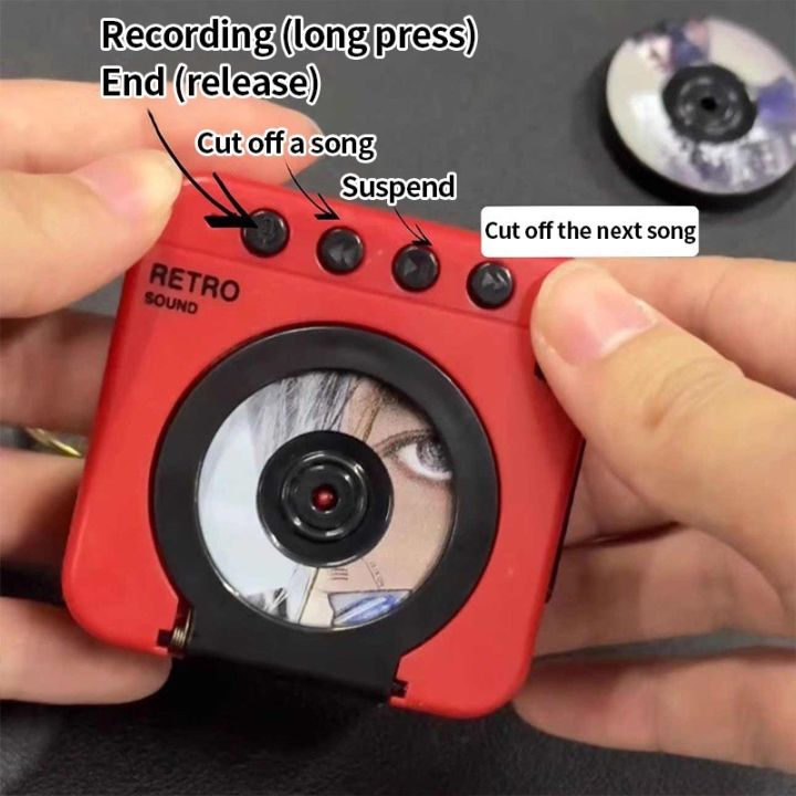 Retro CD Cassette Player Keychains Mini Recording Music Box Fashionable ...