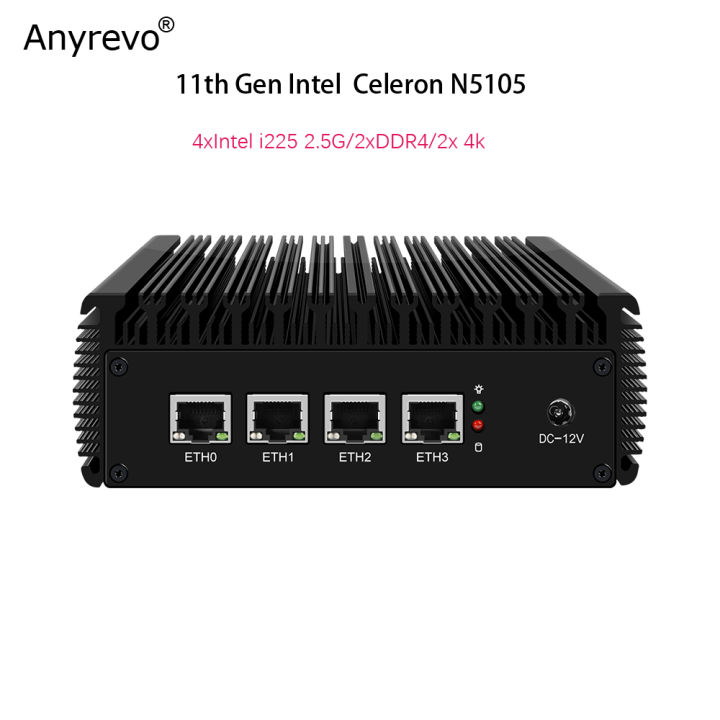 2.5G Soft Router Celeron N5105 4 Core Firewall Mini PC Intel i225V-B3 ...