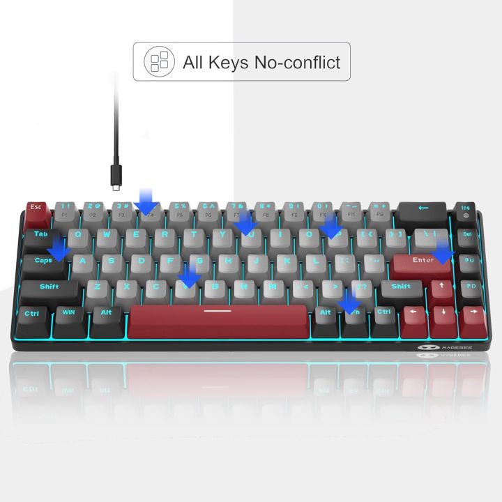 MageGee Portable 60% Mechanical Gaming Keyboard, MK- Blue LED Backlit ...