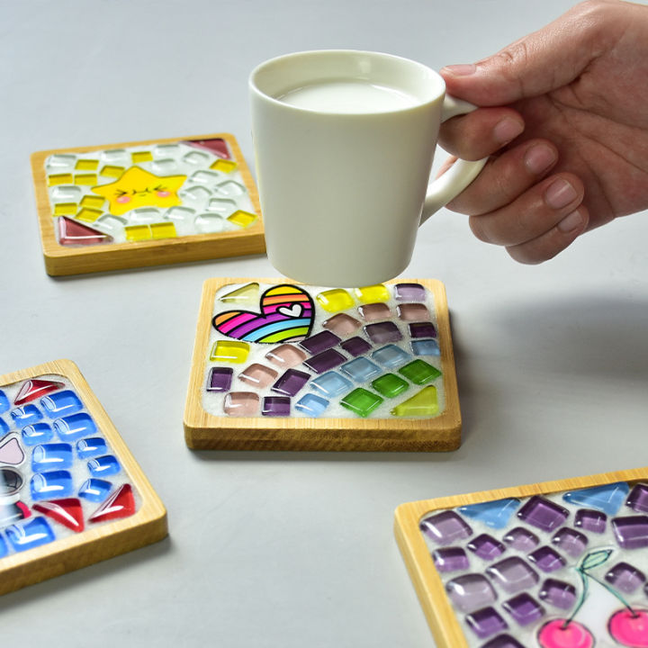 [SG Stock] DIY Mosaic Tiles Cup Coaster Child Friendly Suitable for ...