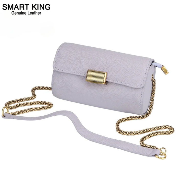 Smart King สะพายไหล่โซ่กระเป๋าพาดลำตัวสำหรับผู้หญิงแฟชั่นหนังวัวแท้อเนก ...