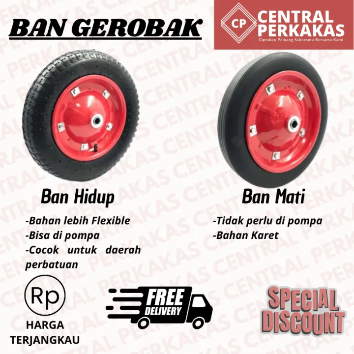 RODA GEROBAK SORONG MODEL BAN HIDUP / BAN GEROBAK | Lazada Indonesia
